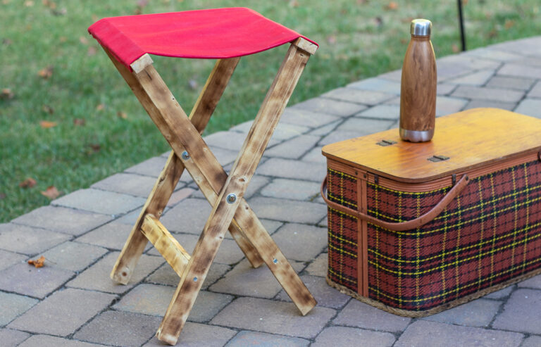 Folding Camp Stool with Burned Wood Finish - Wagner SprayTech